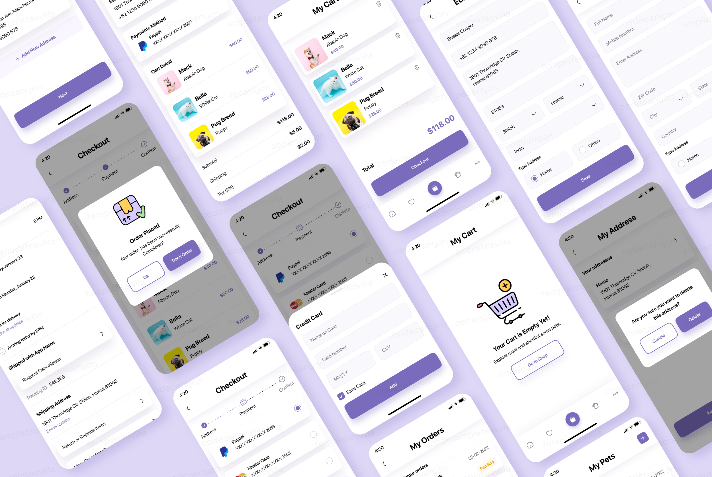 Flutter : Pets product shop with adoption UI template + Android app Template + IOS app Template ...